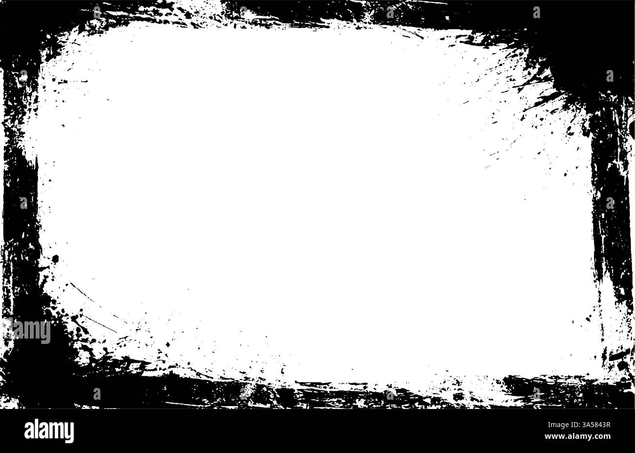 Vector grunge border with rough frame on a black background. Old ...