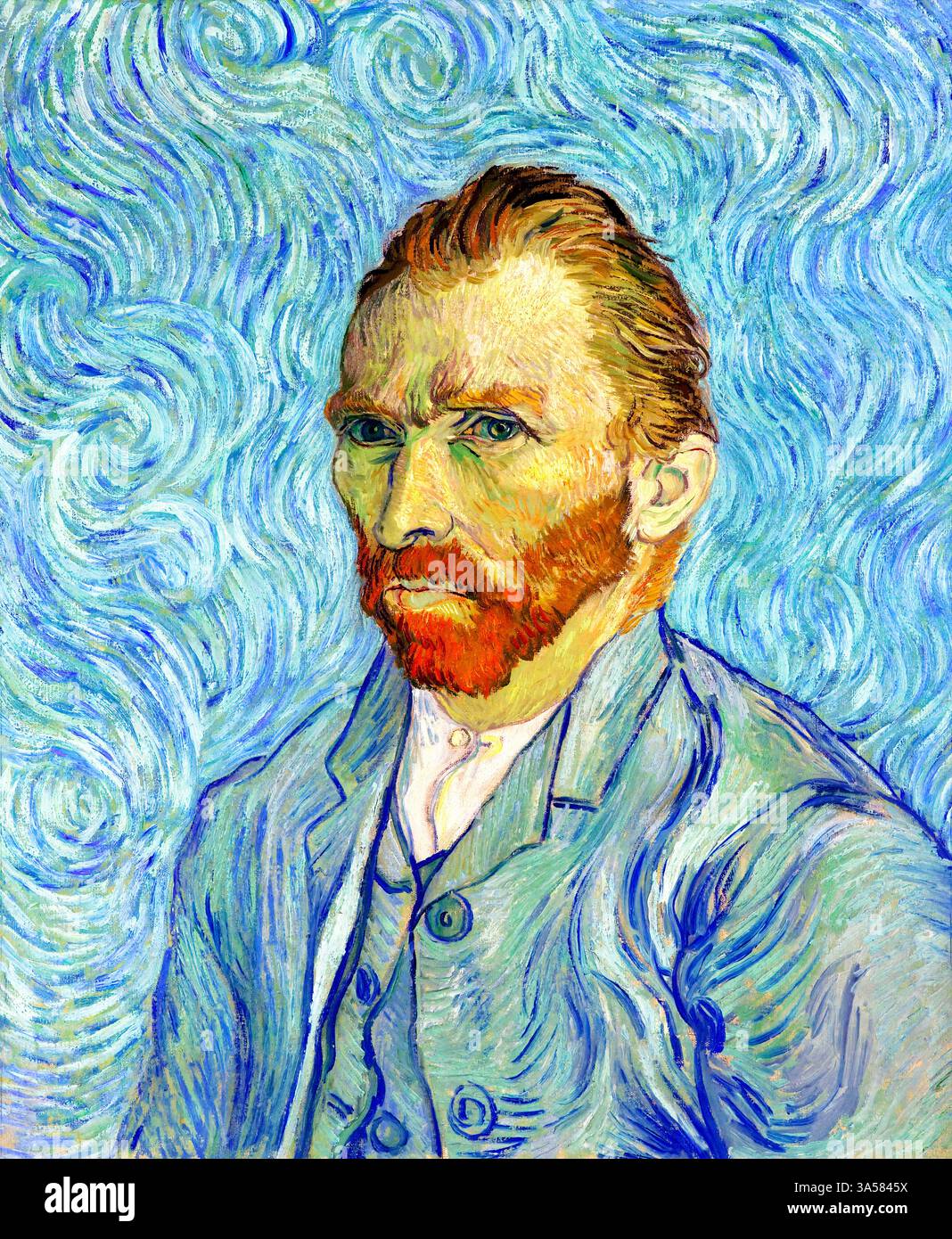 Vincent van Gogh Self-portrait 1889 Post-Impressionist Famous Artwork Public Domain High ...