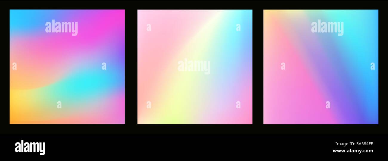 Ombre background set with gradient rainbow colors in soft pastel hues ...