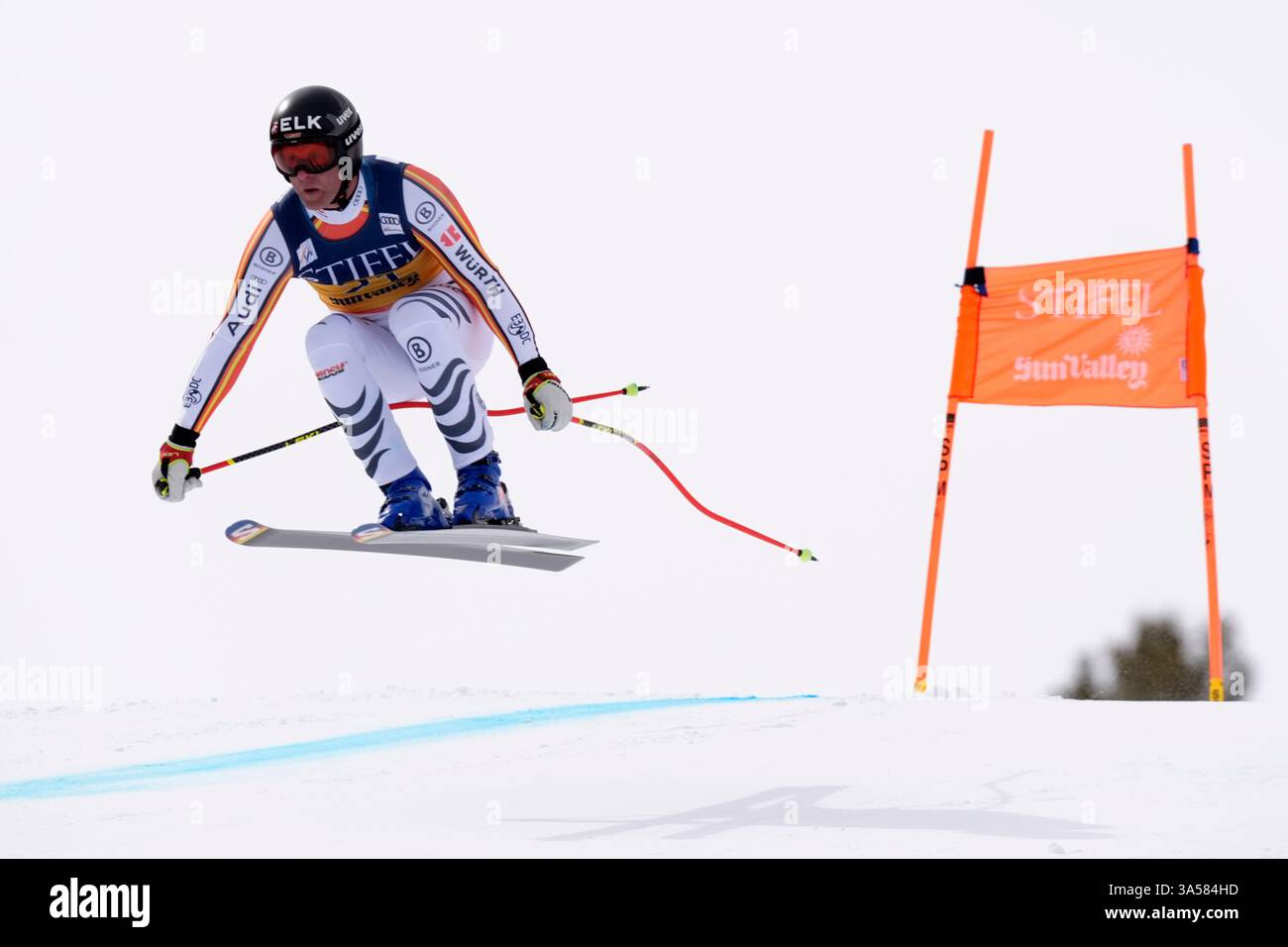 Germany's Romed Baumann skis in a men's downhill training run at the ...