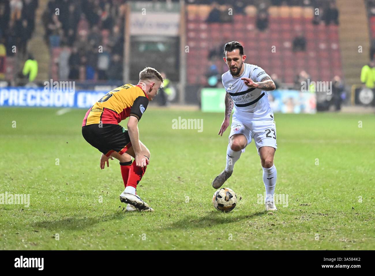 Glasgow, Scotland, UK. 21st March, 2025. Dylan Easton of Raith Rovers ...