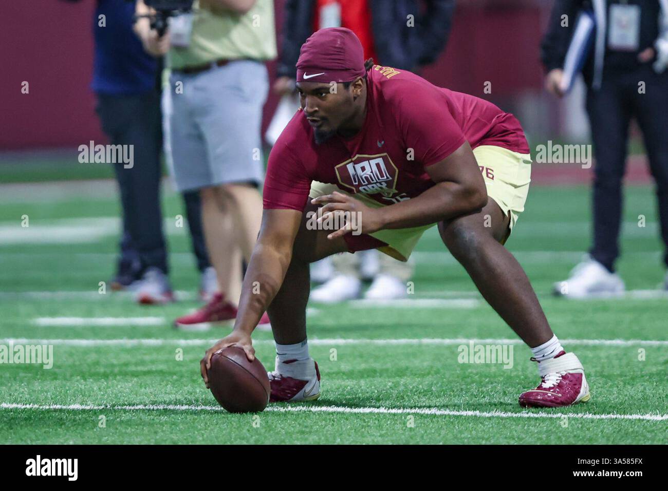 Florida State offensive lineman Darius Washington runs a drill at the ...