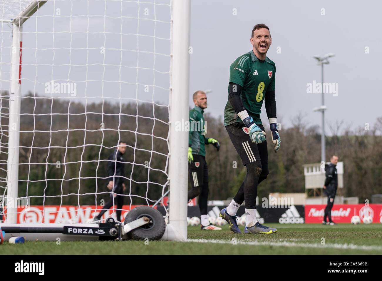 PONTYCLUN, WALES - 21 MARCH 2025: Wales' goalkeeper Danny Ward during a ...
