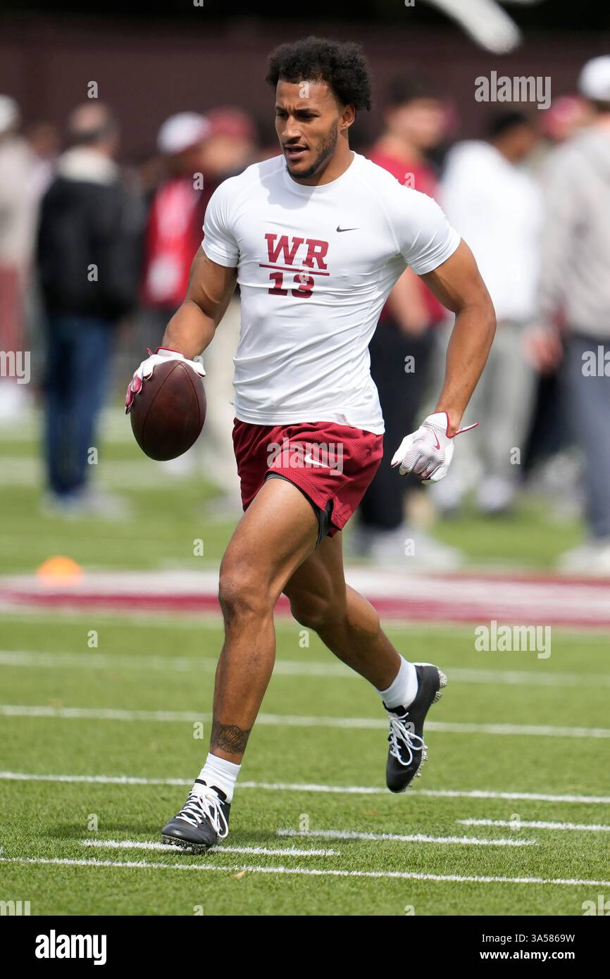 Wide receiver Elic Ayomanor during Stanford football Pro Day event in ...