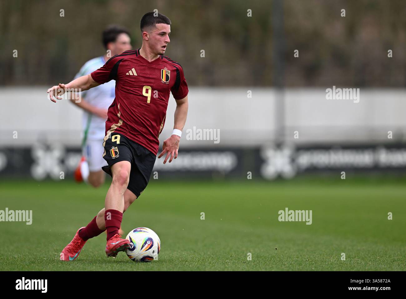 Lino Decresson (9) of Belgium pictured during a friendly soccer game ...