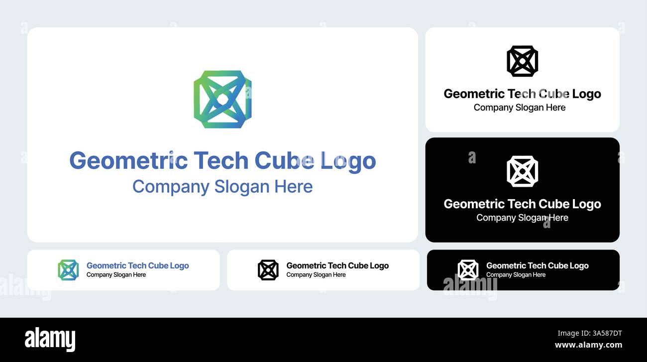 Geometric Tech Cube Logo Stock Vector Image & Art - Alamy