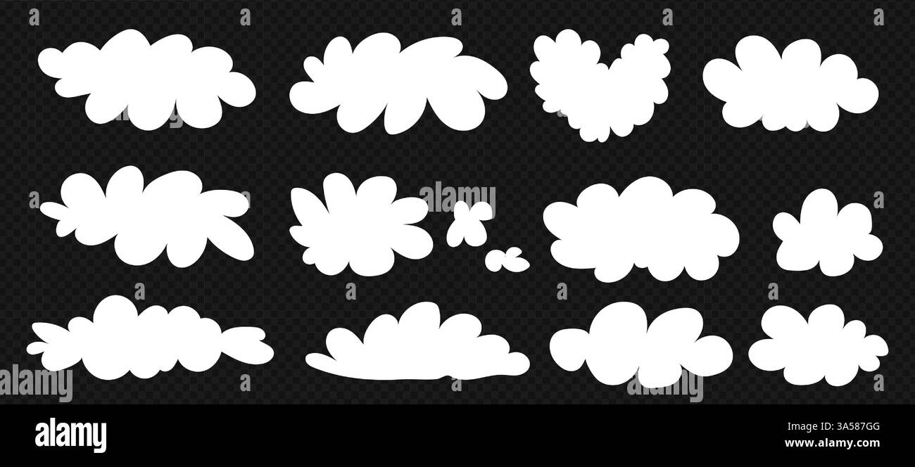 Simple white clouds set. Cute and kawaii elements collection on ...