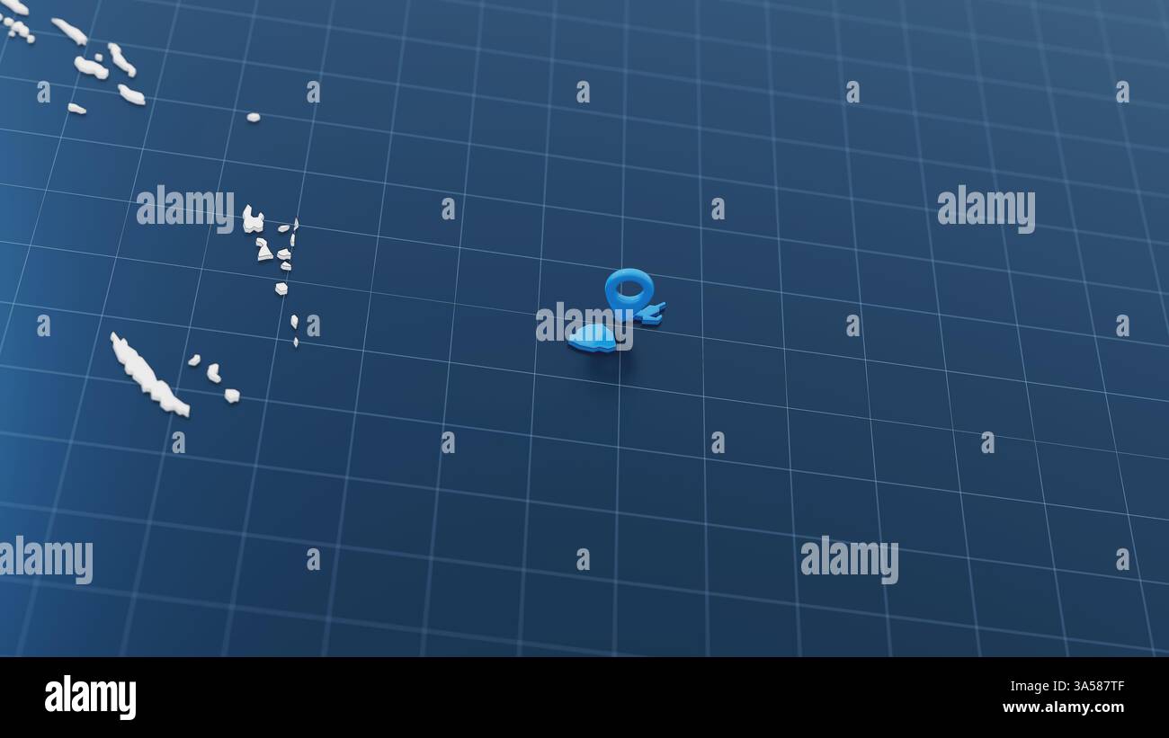 Blue Fiji 3d map with pointer pin surrounded with other countries in ...