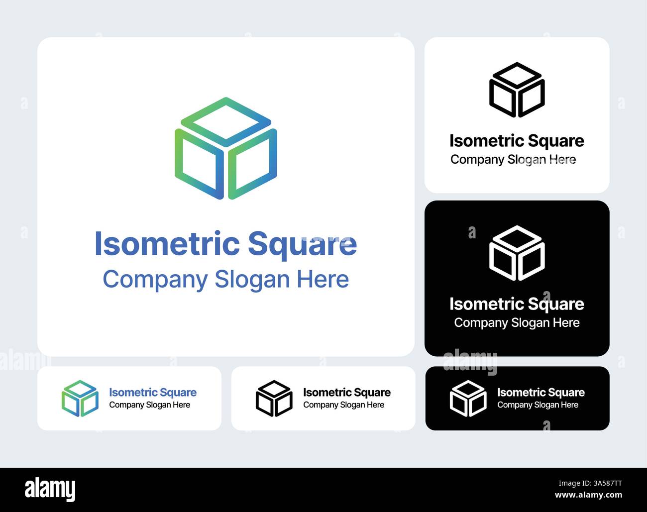 Isometric Square Logo | Three-Dimensional Minimalist Design Stock ...