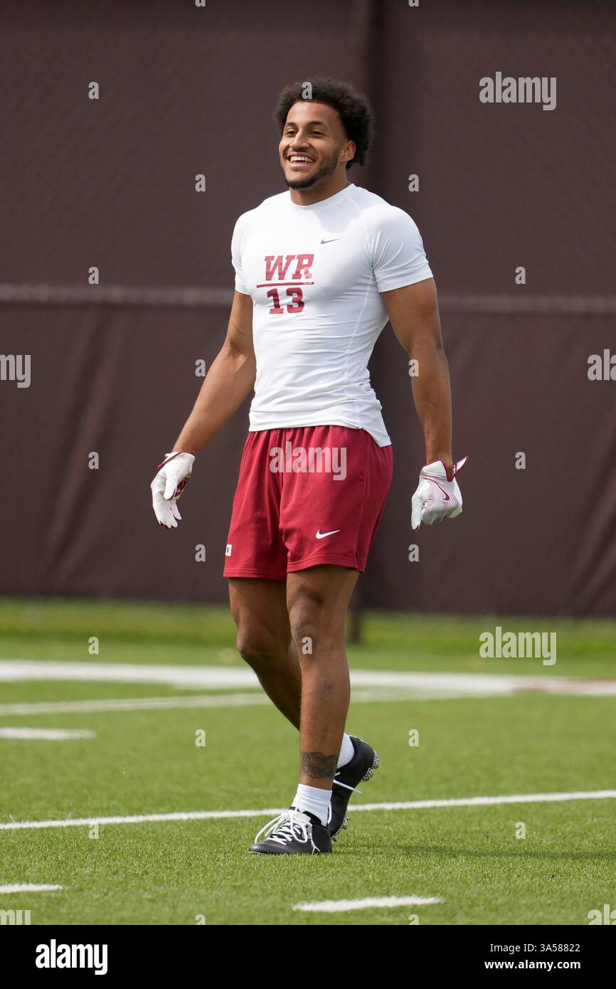 Wide receiver Elic Ayomanor during Stanford football Pro Day event in ...