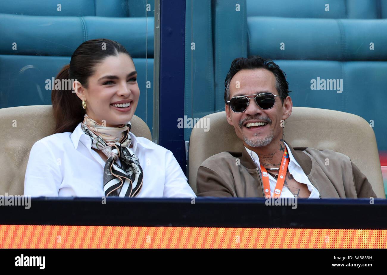 MIAMI GARDENS, FLORIDA - MARCH 21: Nadia Ferreira and Marc Anthony are ...