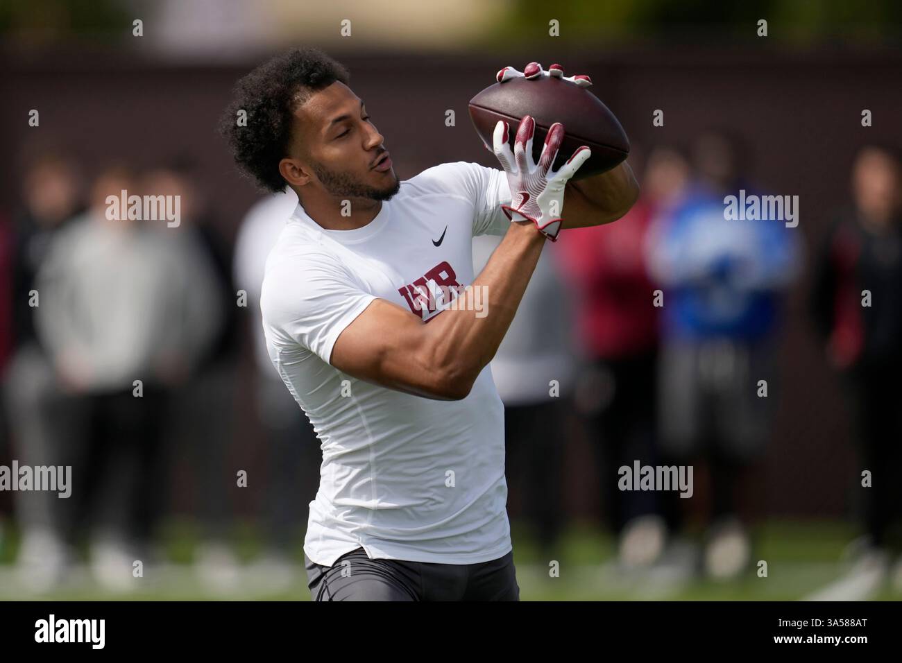 Wide receiver Elic Ayomanor during Stanford football Pro Day event in ...