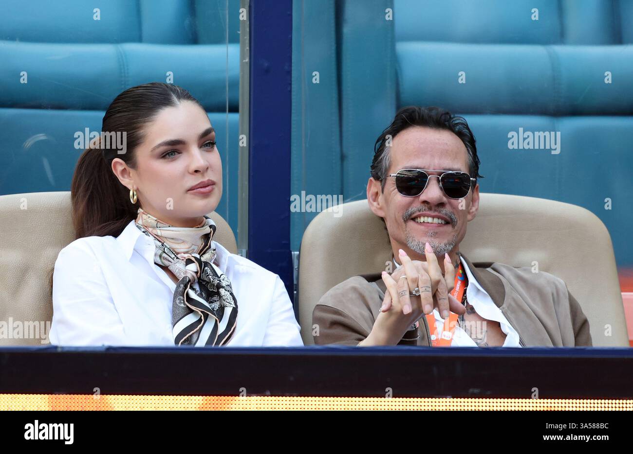 MIAMI GARDENS, FLORIDA - MARCH 21: Nadia Ferreira and Marc Anthony are ...