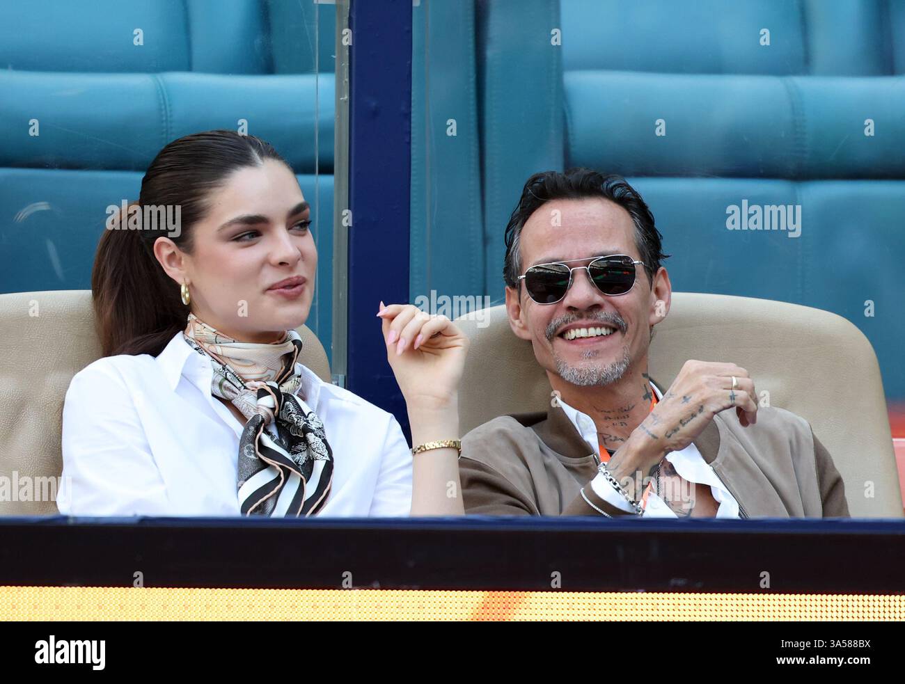 MIAMI GARDENS, FLORIDA - MARCH 21: Nadia Ferreira and Marc Anthony are ...