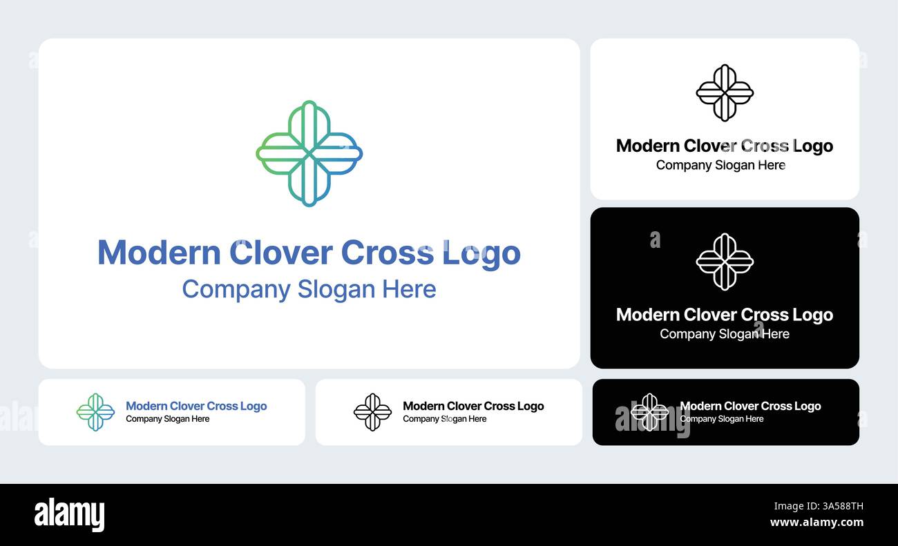 Modern Clover Cross Logo Design - Elegant and Symbolic Stock Vector ...