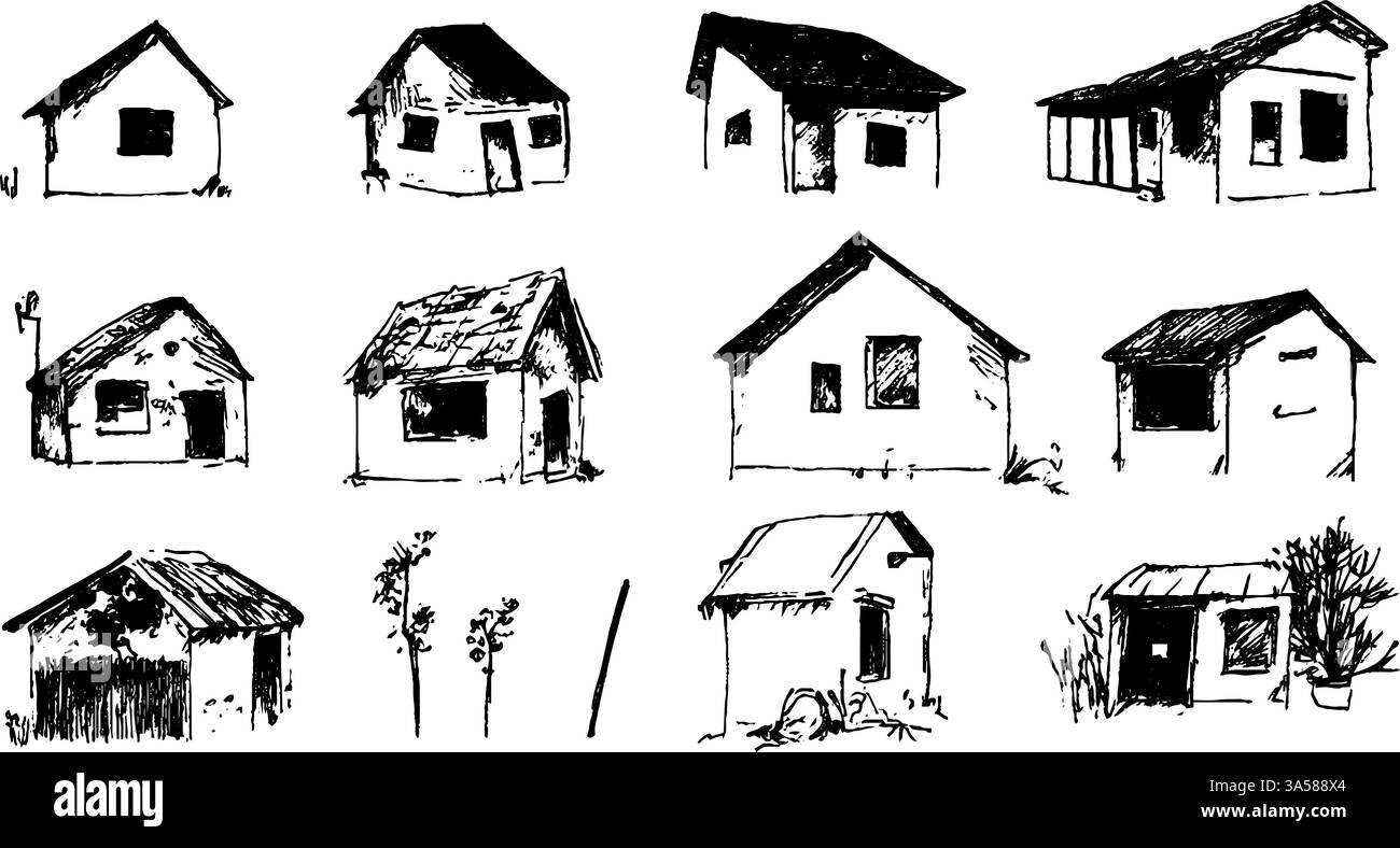 Hand-Drawn House Sketches Collection Stock Vector Image & Art - Alamy