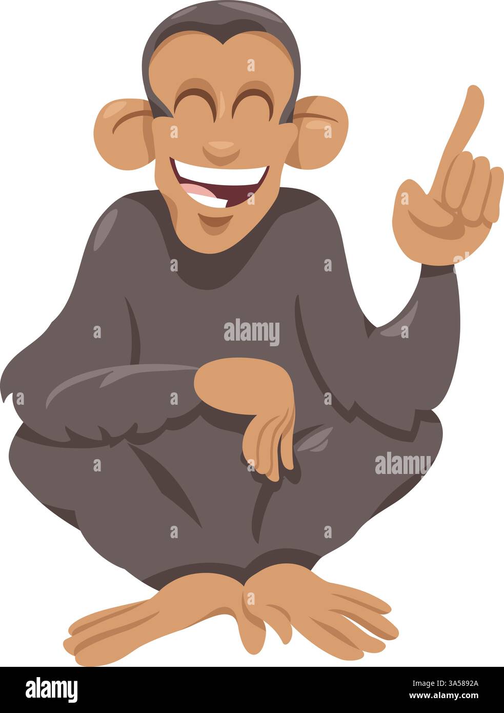 Cartoon illustration of happy chimpanzee ape primate animal Stock ...