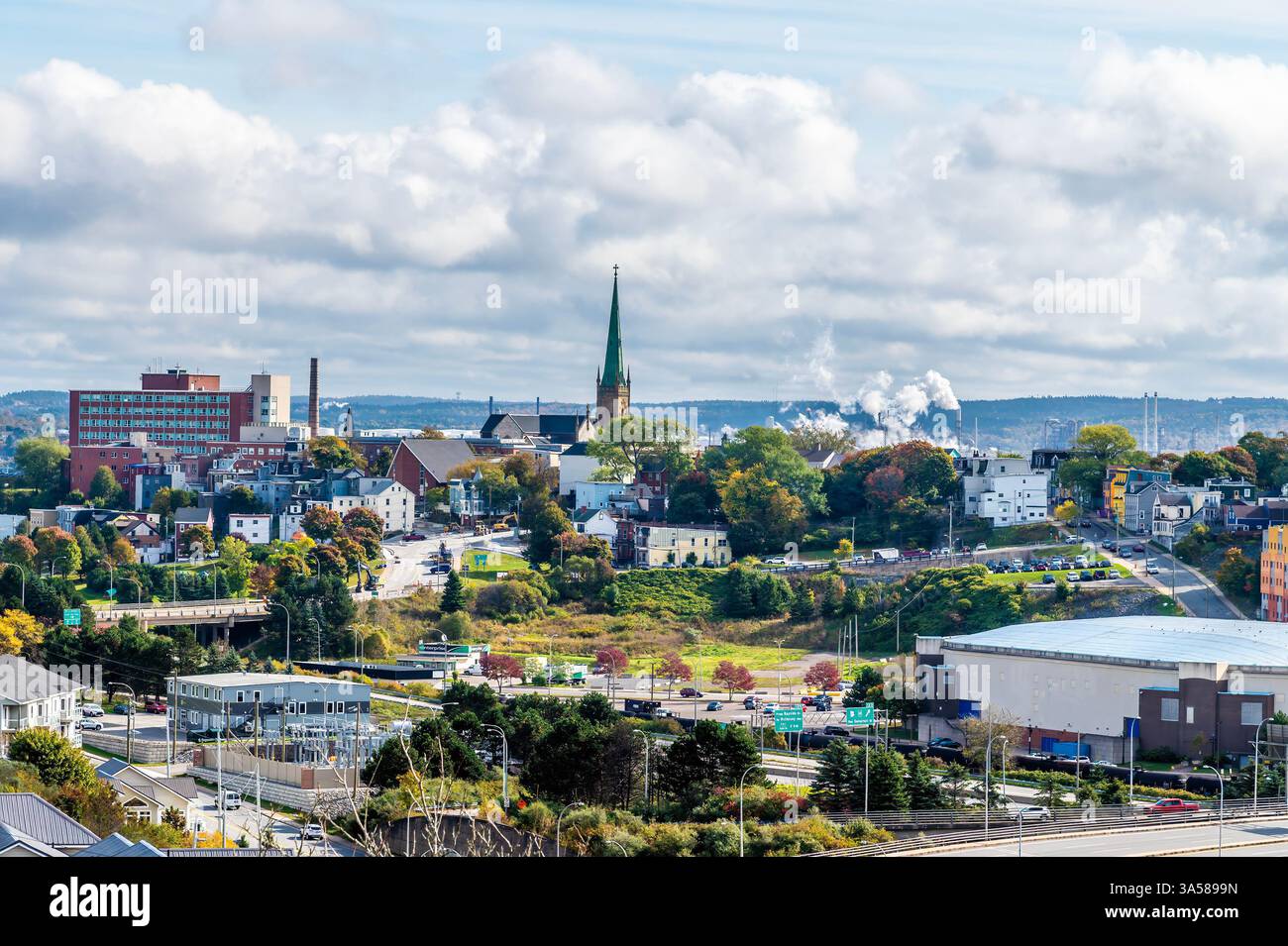 An aerial view from Fort Howe across Saint John, New Brunswick in the ...
