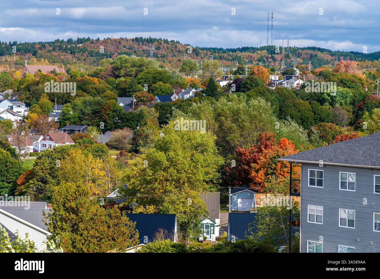 An aerial view from Fort Howe showing autumn colors in Saint John, New ...