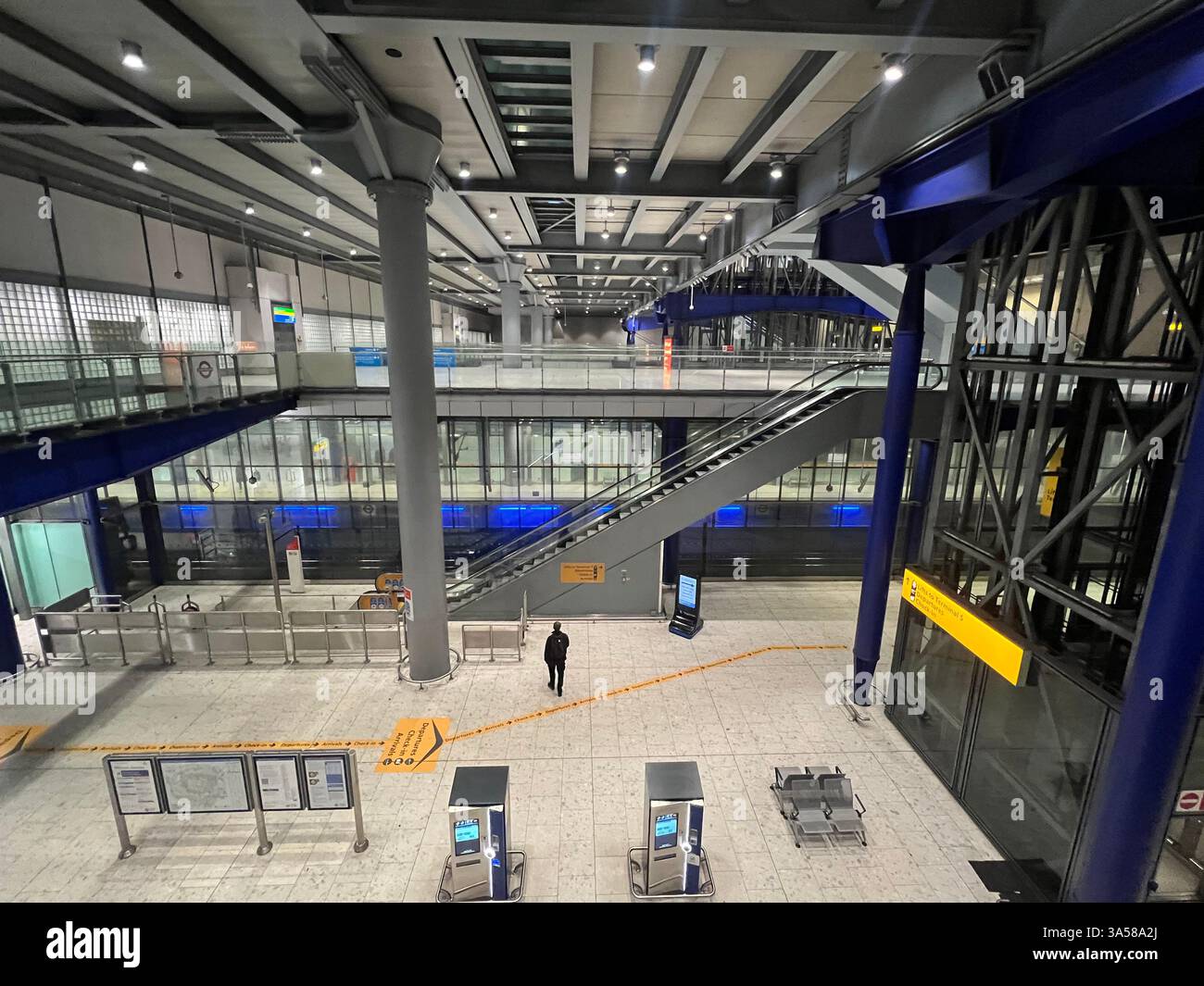 Empty Heathrow Terminal 5 station in London. British Airways say they ...