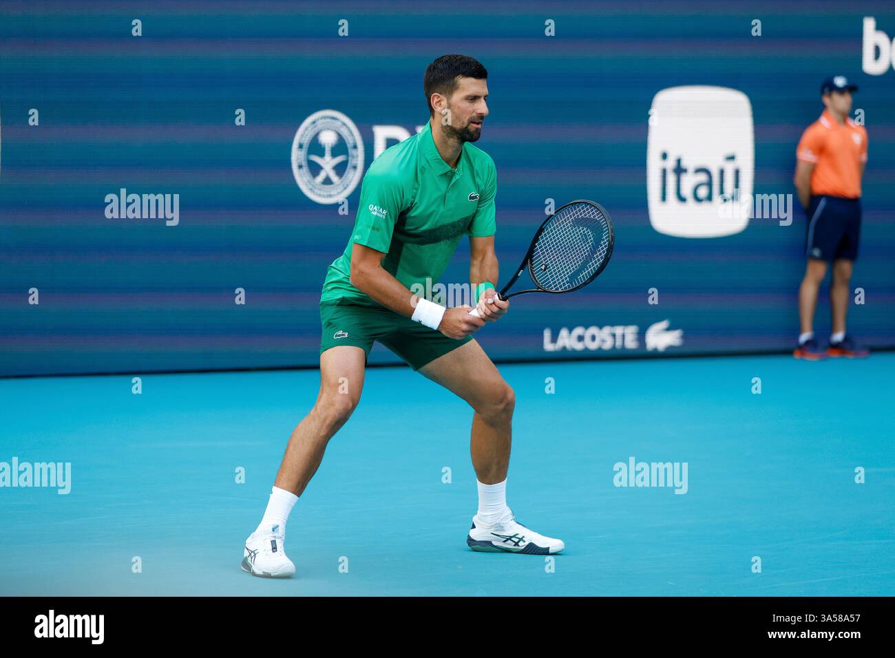 MIAMI GARDENS, FL - MARCH 21: Novak Djokovic (SRB) in action during his ...