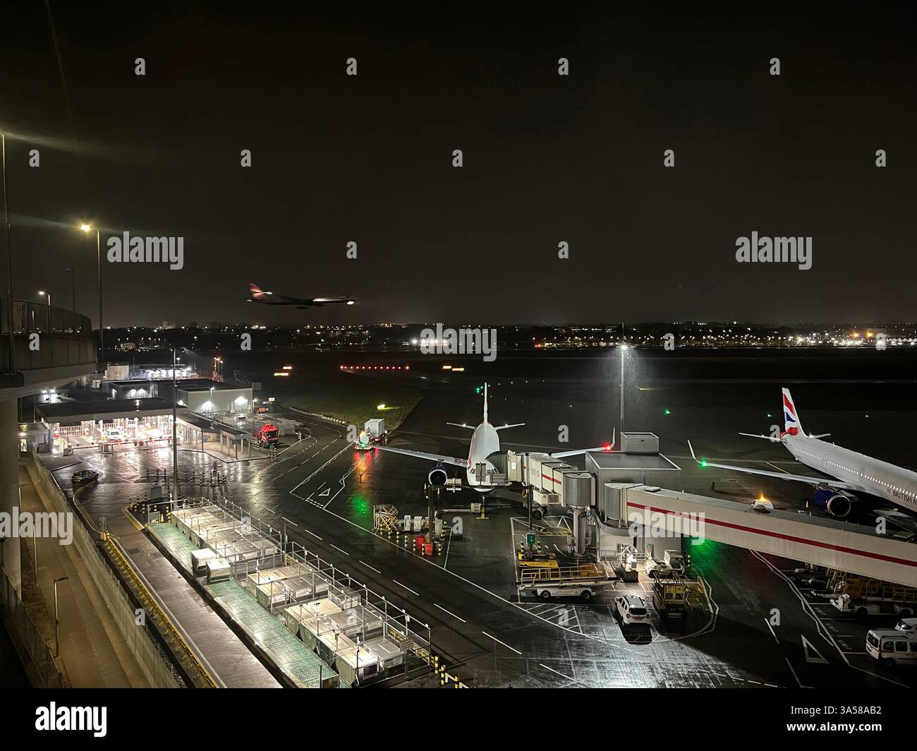 A plane lands at Heathrow Terminal 5 in London. British Airways say ...