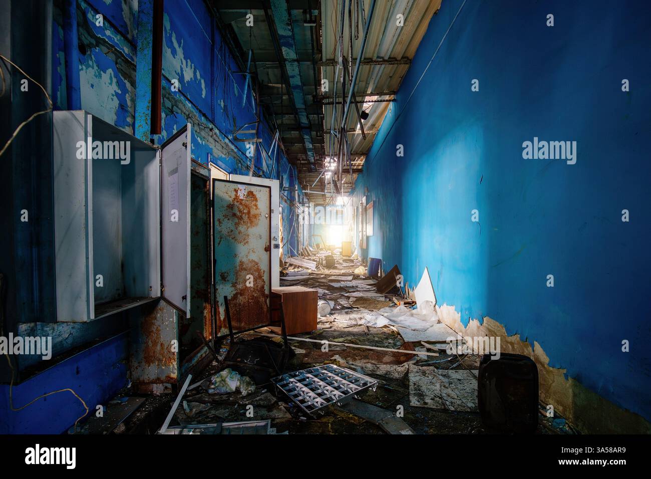 Inside destroyed office building. Consequences of attack concept Stock ...