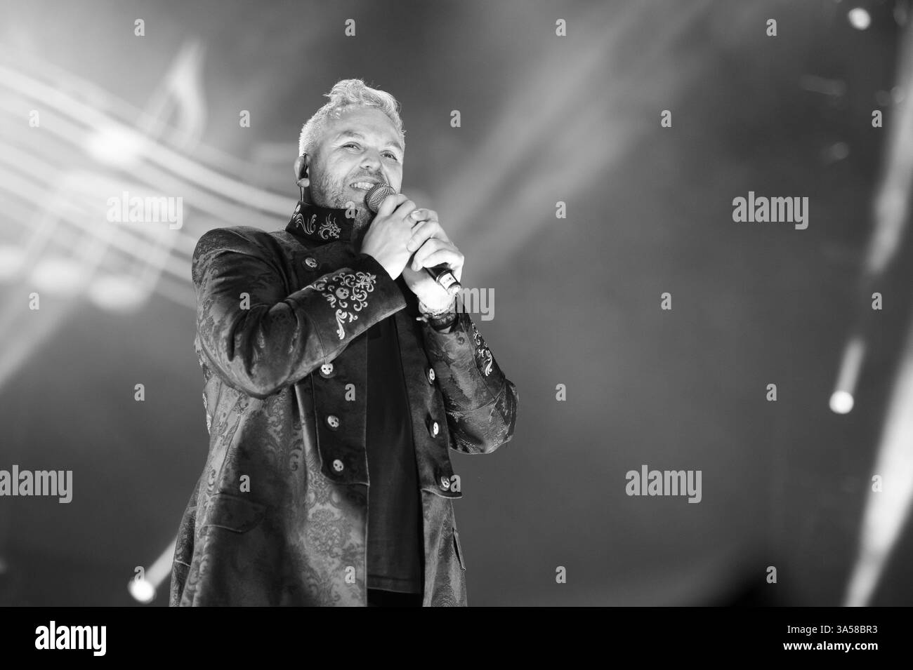 Singer Miguel Angel Franco of the group Saurom performs during the ...