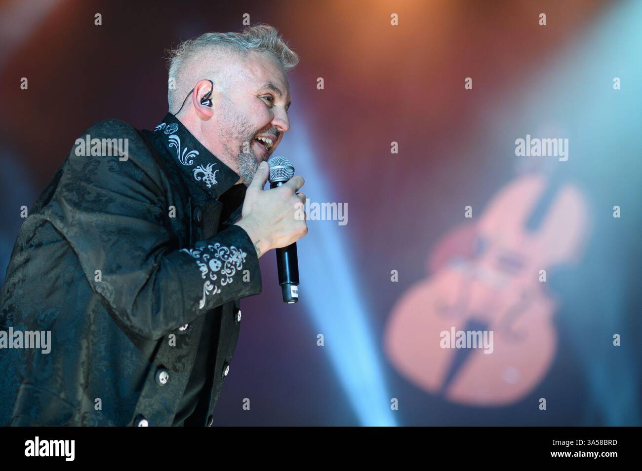 Singer Miguel Angel Franco of the group Saurom performs during the ...