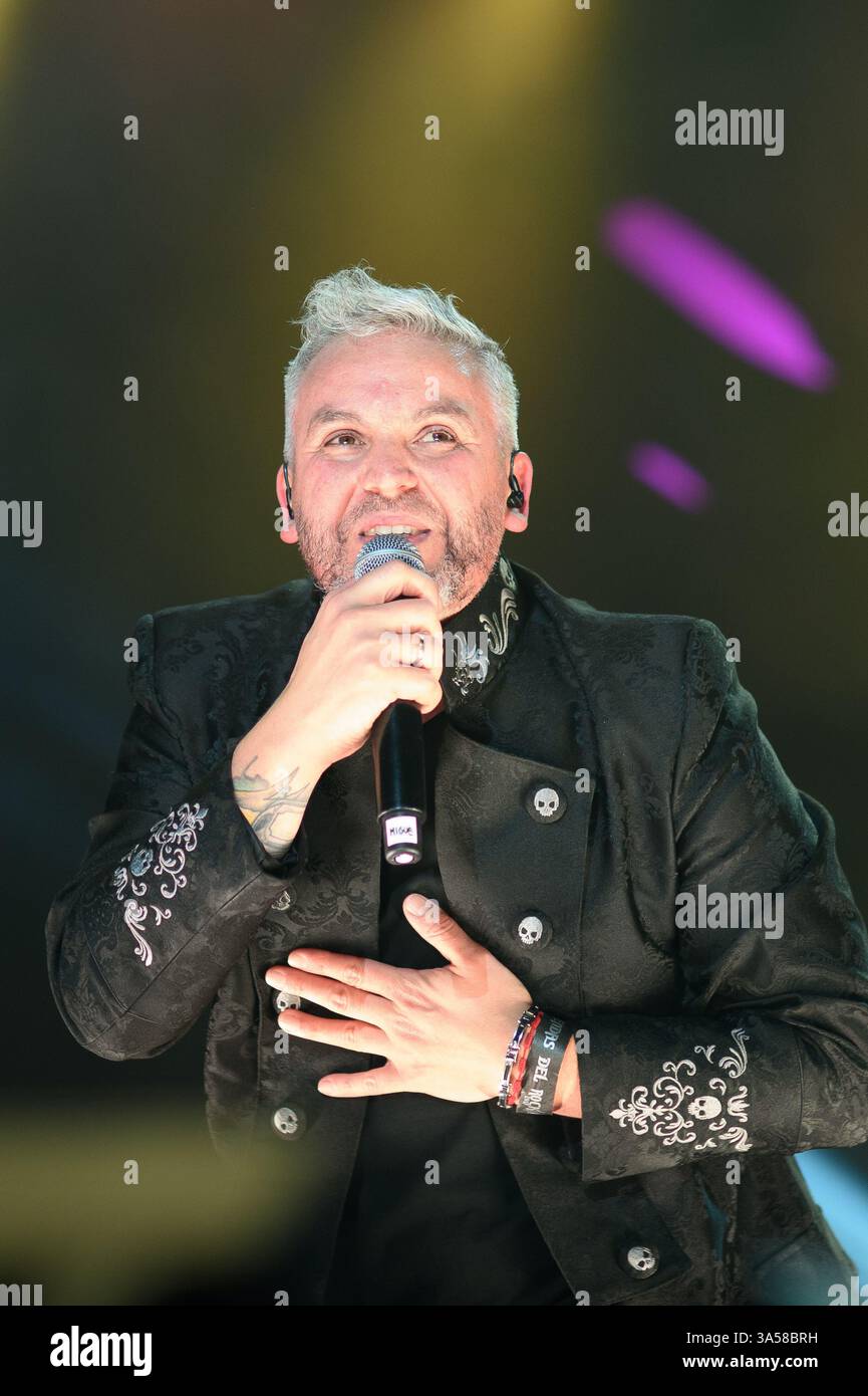 Singer Miguel Angel Franco of the group Saurom performs during the ...