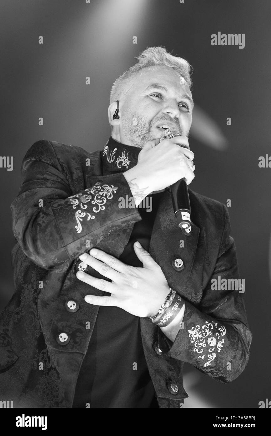 Singer Miguel Angel Franco of the group Saurom performs during the ...