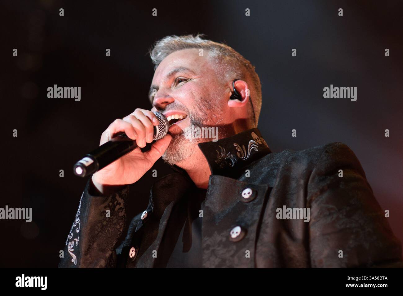 Singer Miguel Angel Franco of the group Saurom performs during the ...