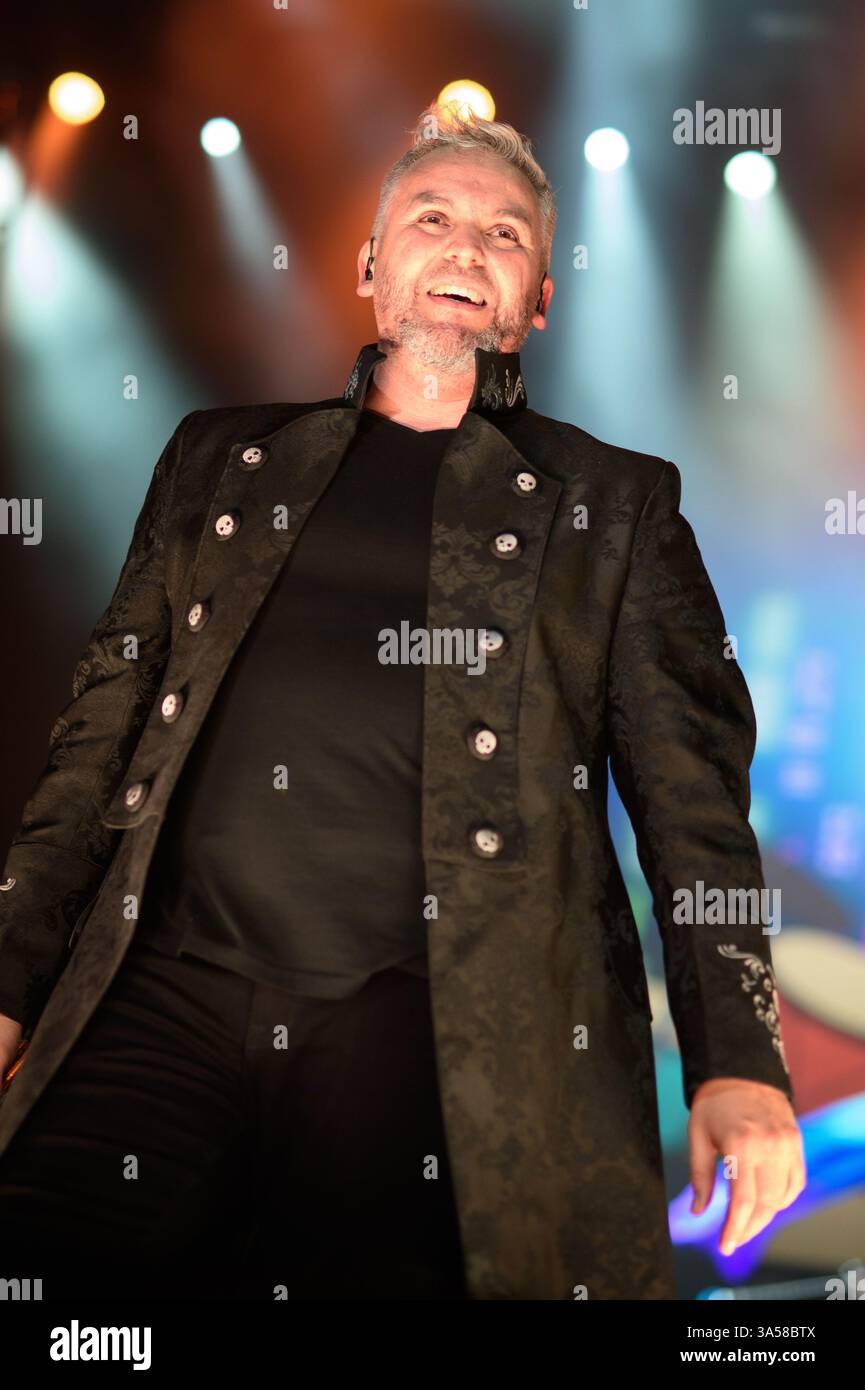 Singer Miguel Angel Franco of the group Saurom performs during the ...