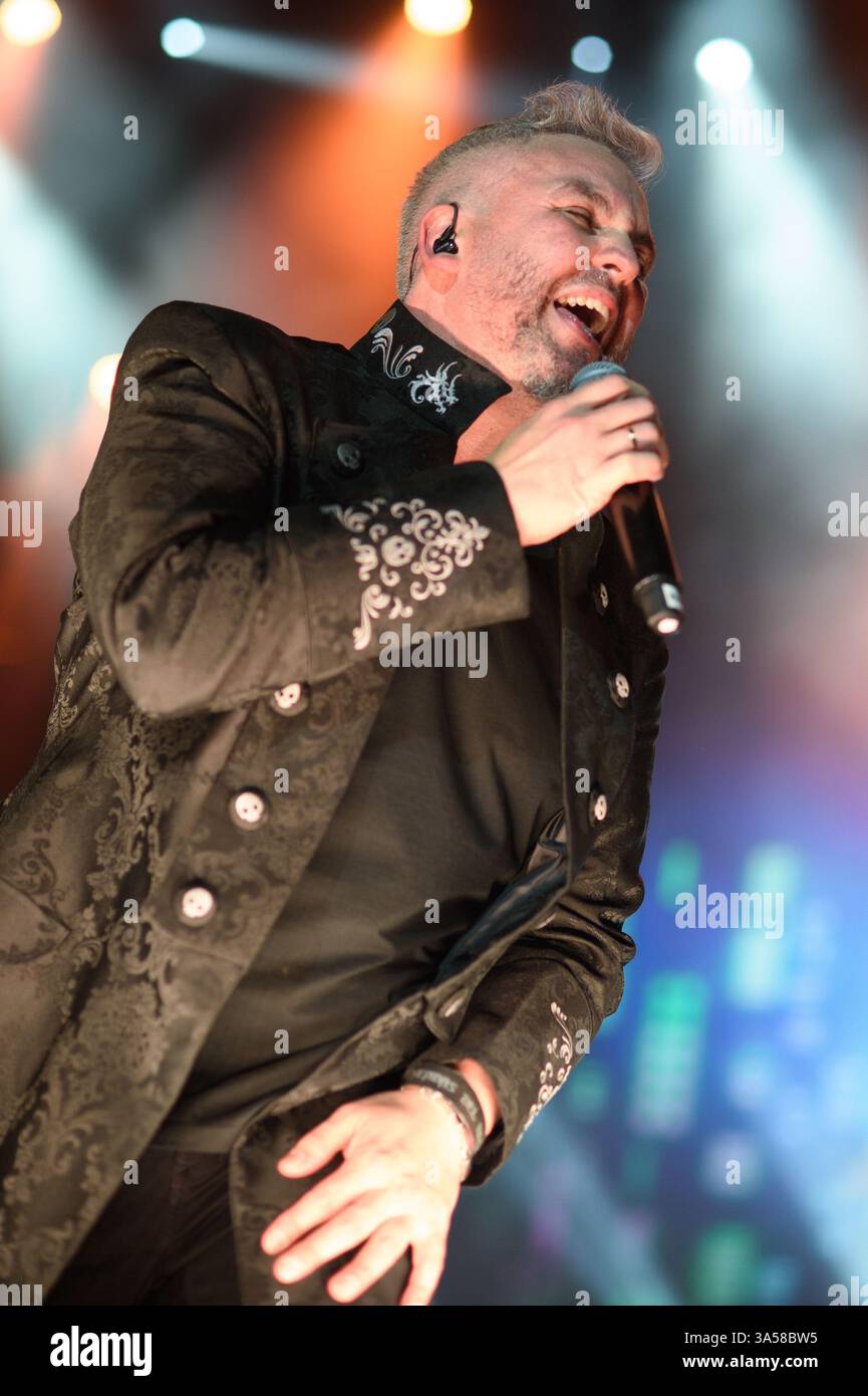 Singer Miguel Angel Franco of the group Saurom performs during the ...