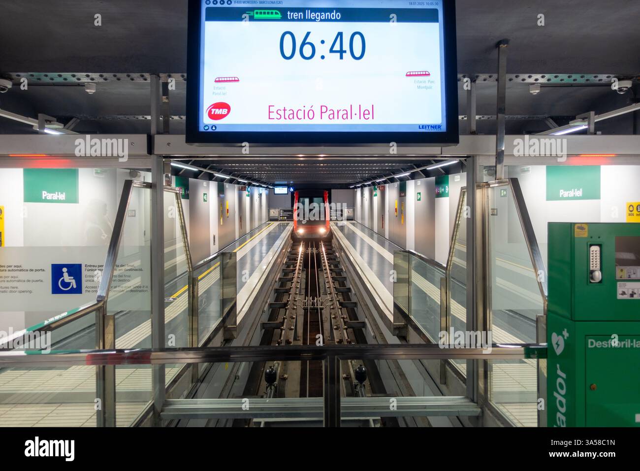 Montjuic Funicular Railway Lower Terminal, Barcelona Catalonia Spain ...