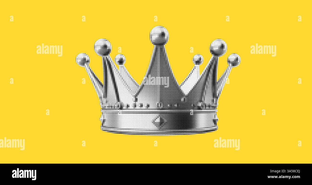 Black and white vintage crown in halftone effect. Elements for collage ...
