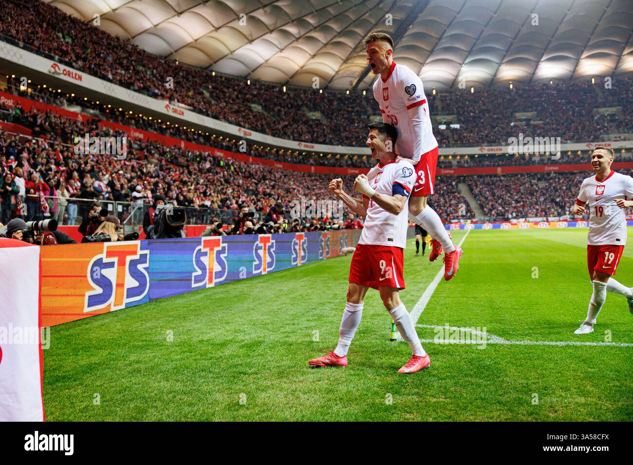 Team of Poland seen celebrating after goal from Robert Lewandowski ...