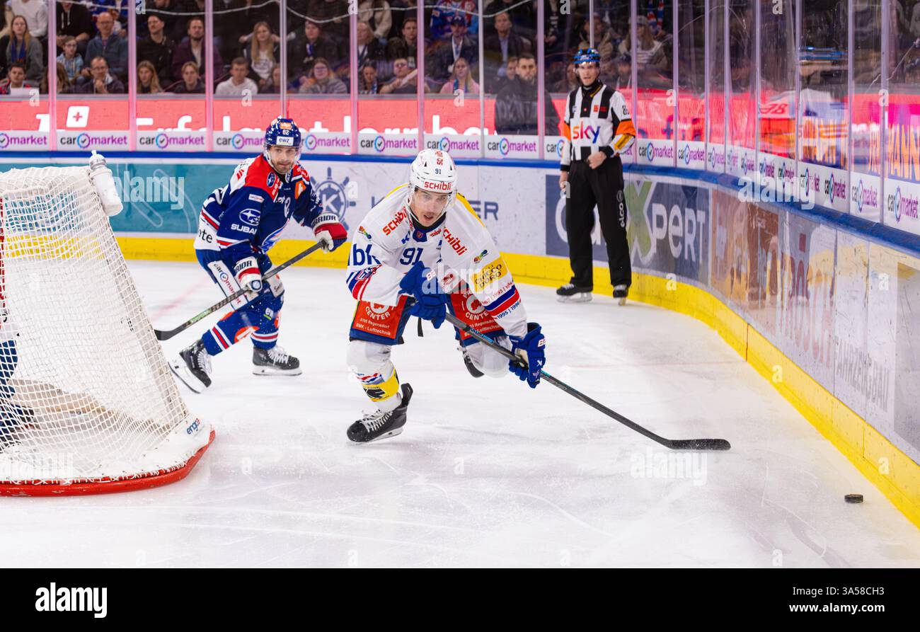 Zurich, Switzerland, 21st Mar 2025:#91 Reto Schappi (Kloten) fights ...