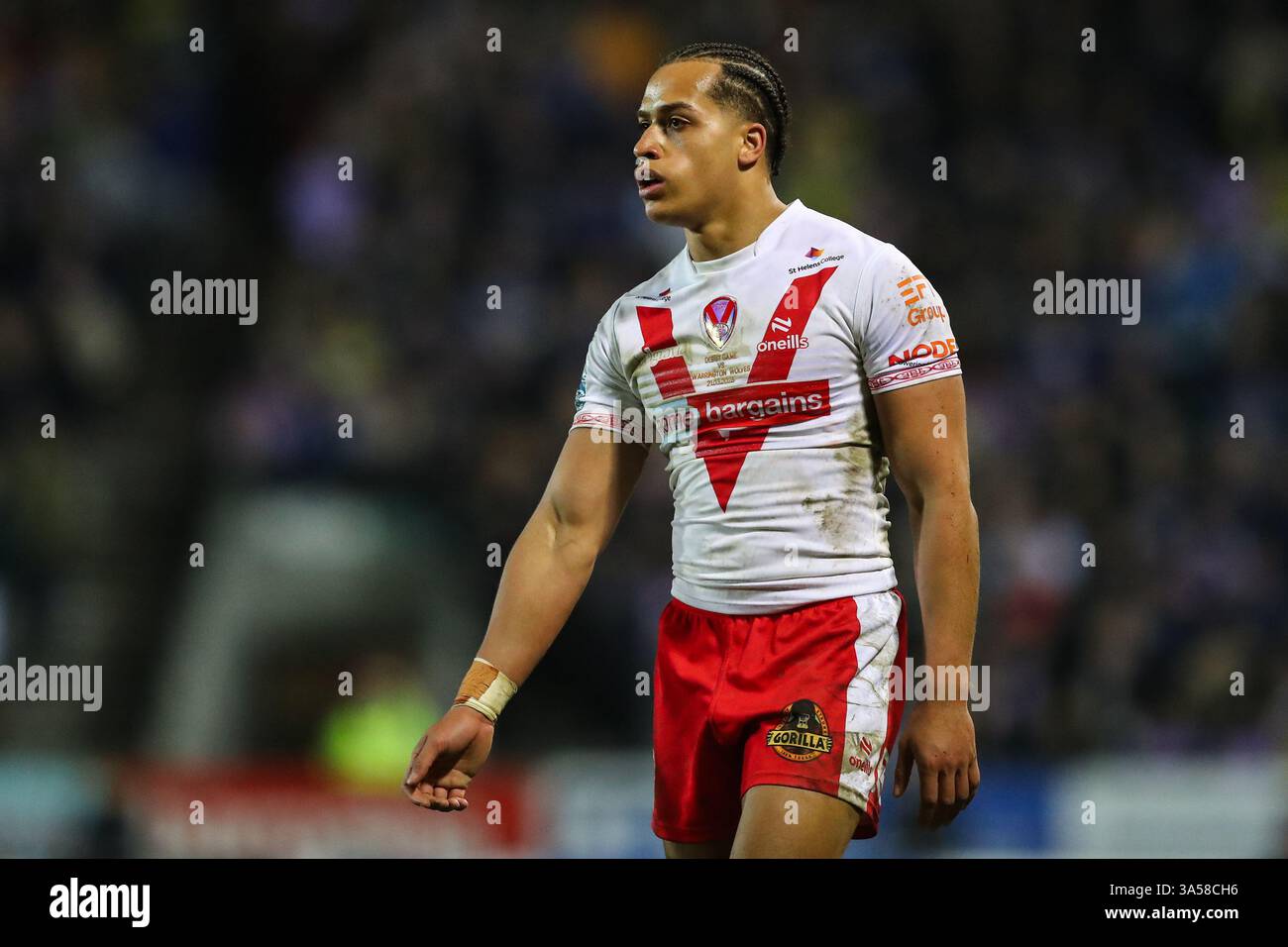 Dayon Sambou of St. Helens during the Betfred Super League Round 5 ...