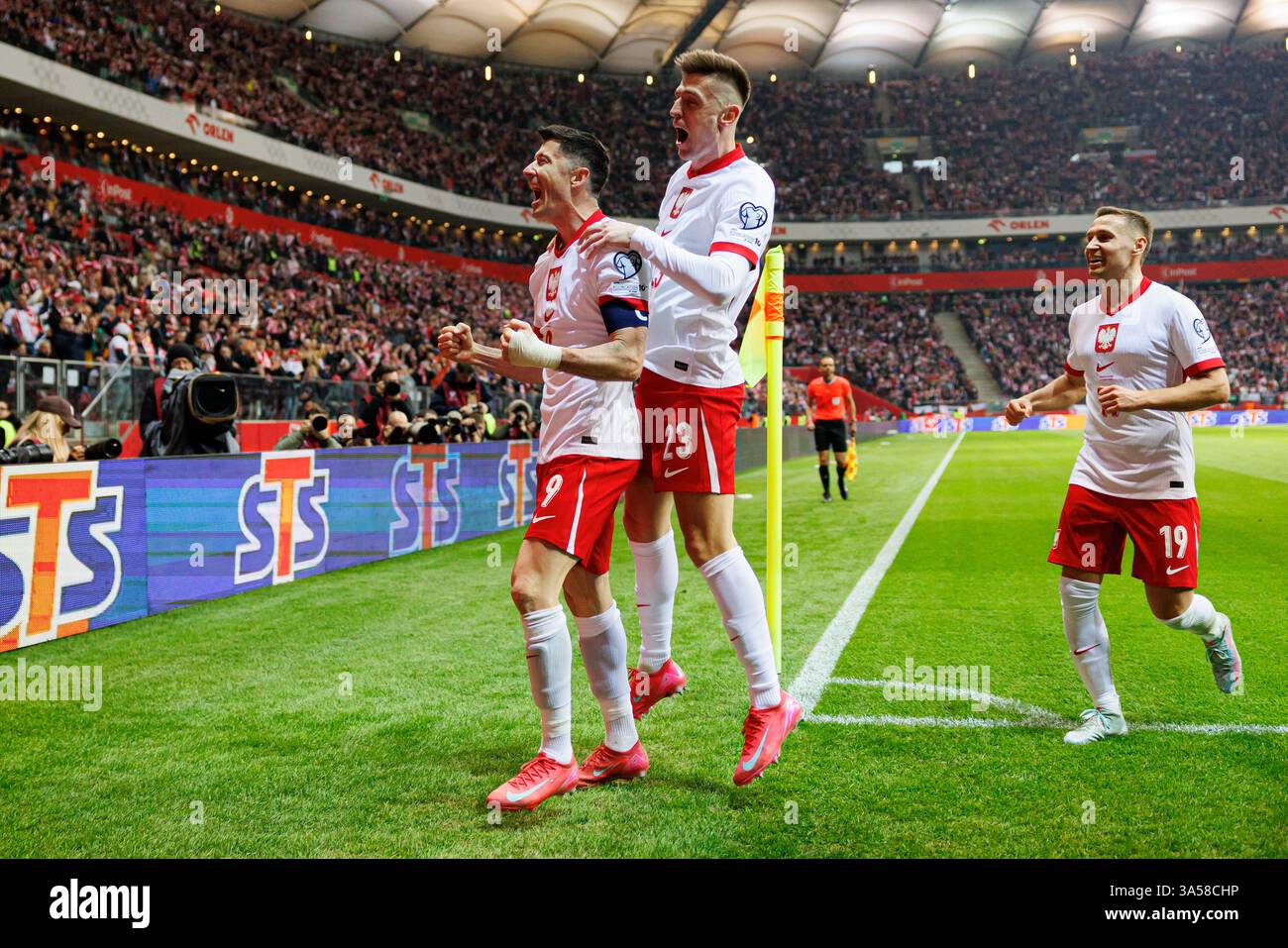 Team of Poland seen celebrating after goal from Robert Lewandowski ...
