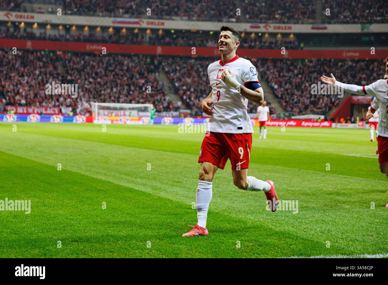 Team of Poland seen celebrating after goal from Robert Lewandowski ...