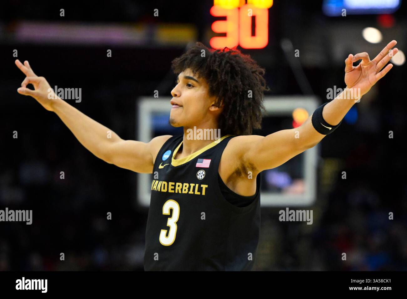 Vanderbilt guard Tyler Tanner celebrates after his 3-point basket in ...