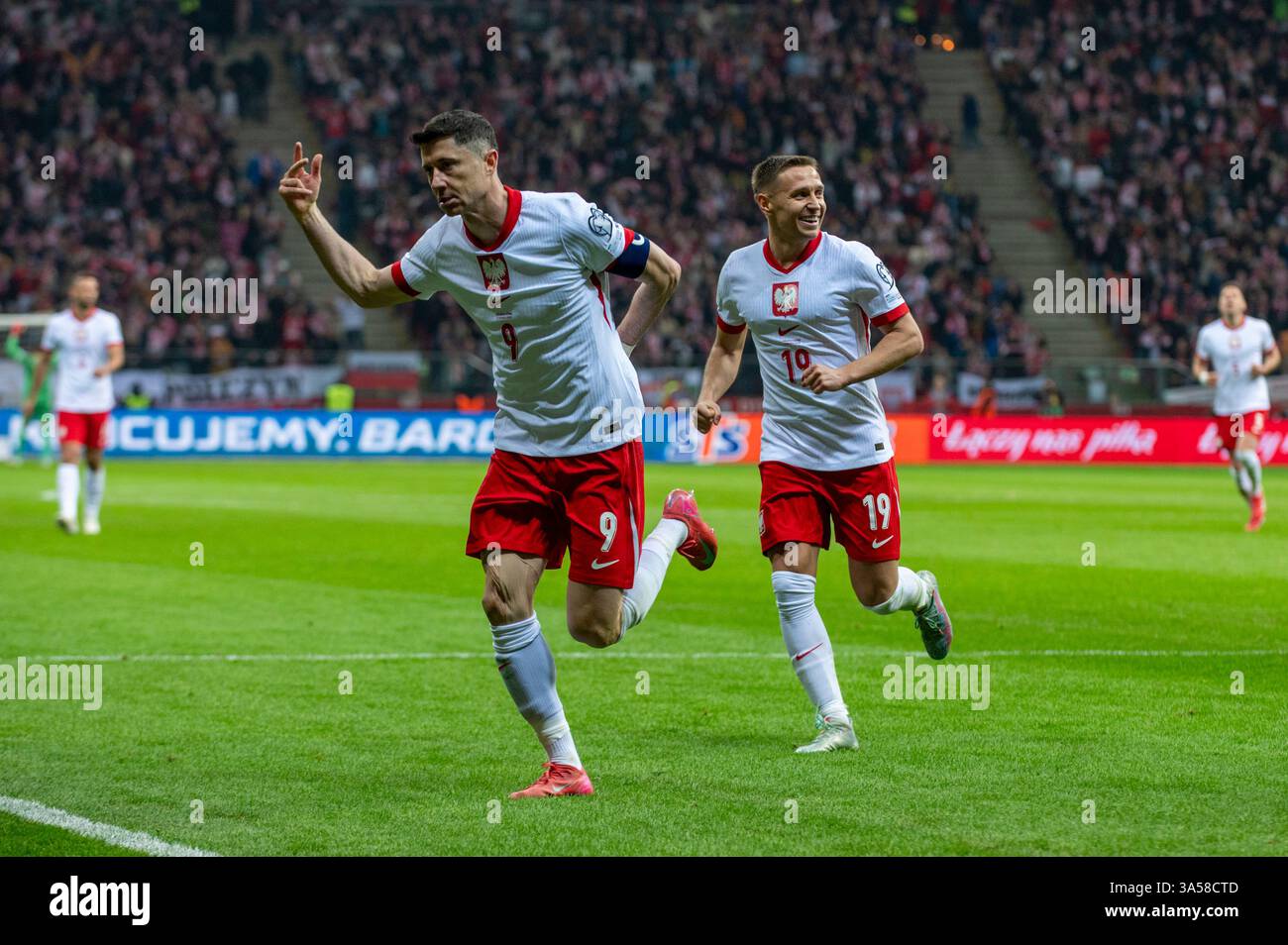 Robert Lewandowski of Poland celebrates scoring with Przemyslaw ...