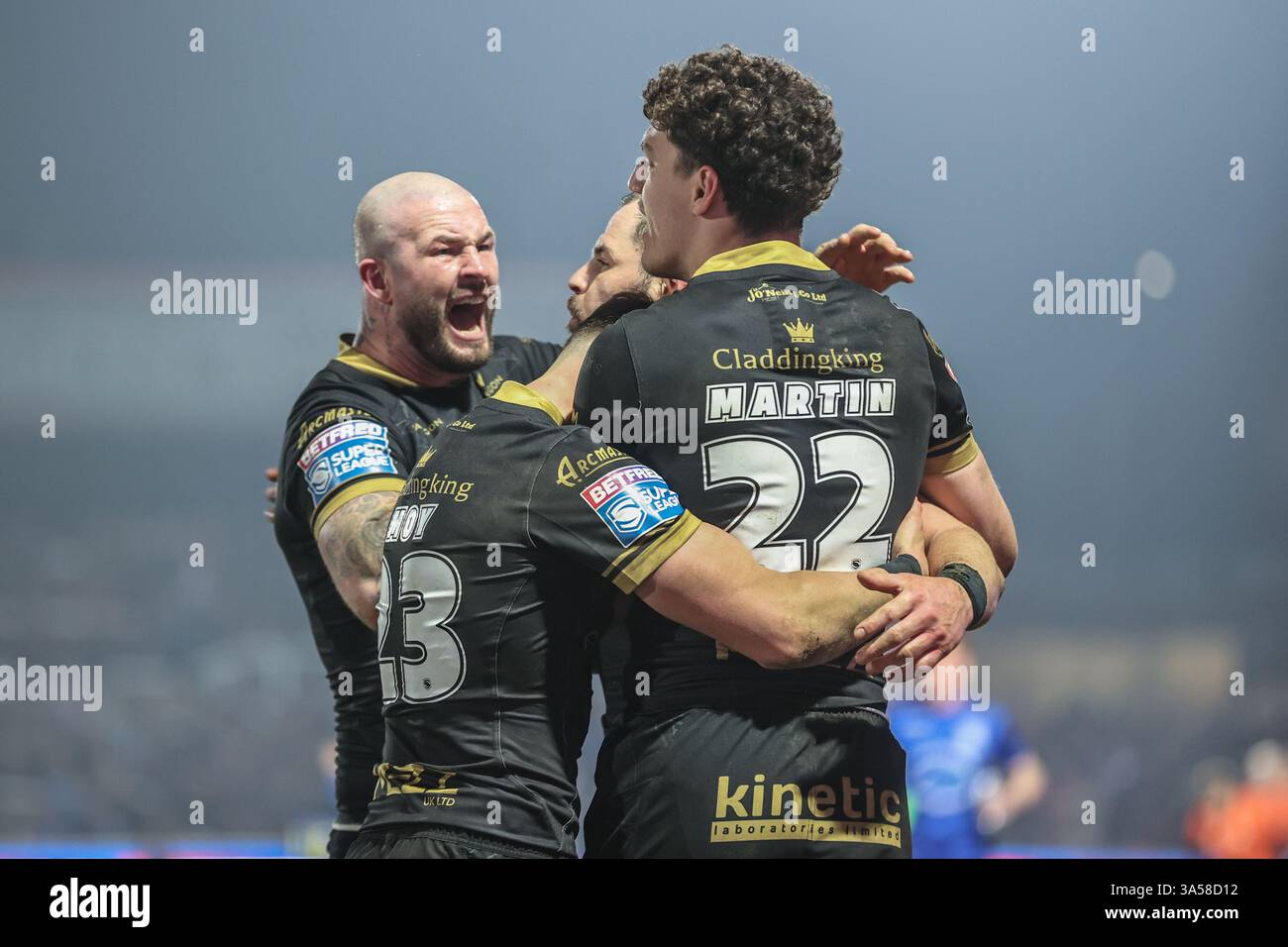 Wakefield, UK. 21st Mar, 2025. Harvey Barron of Hull FC celebrates his ...