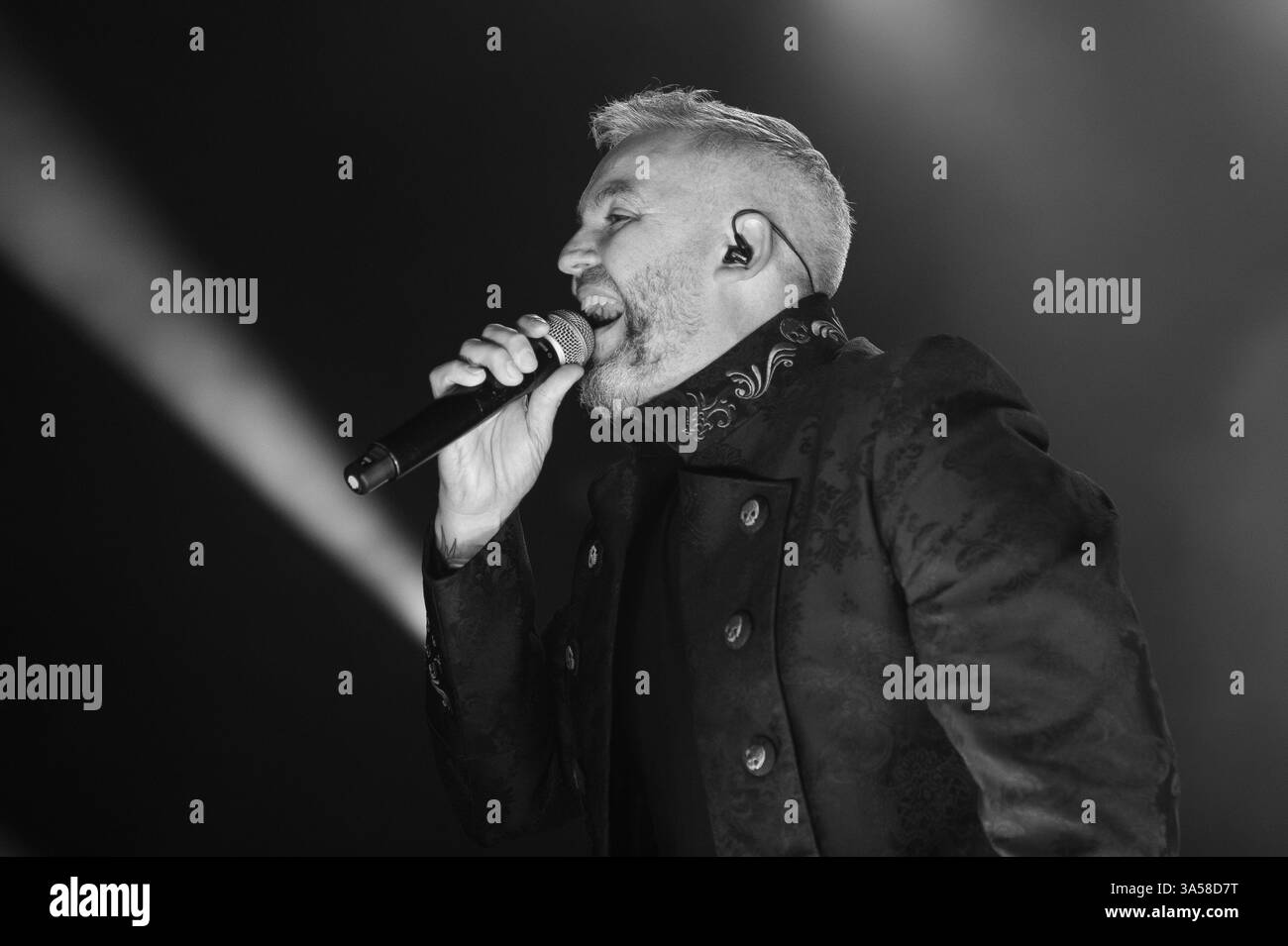 Madrid, Spain. 21st Mar, 2025. Singer Miguel Angel Franco of the group ...