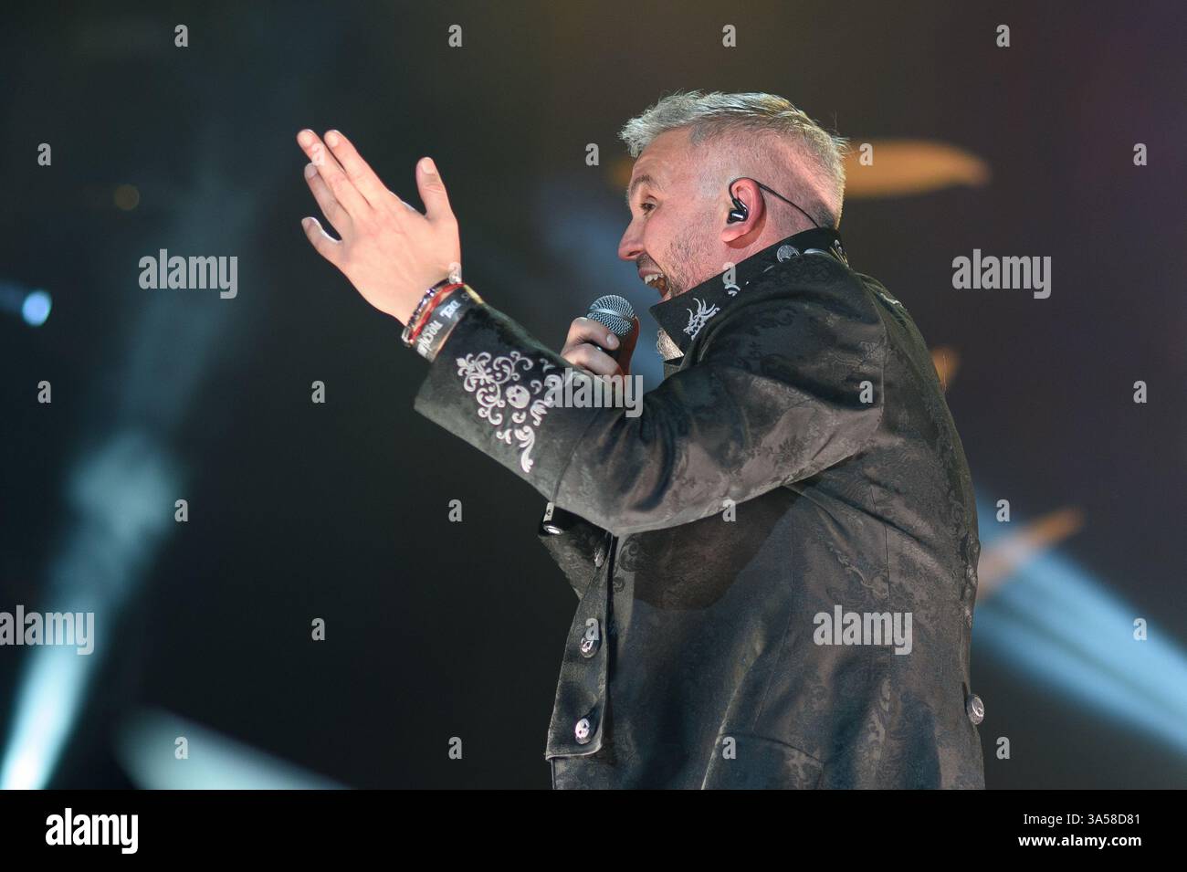 Madrid, Spain. 21st Mar, 2025. Singer Miguel Angel Franco of the group ...