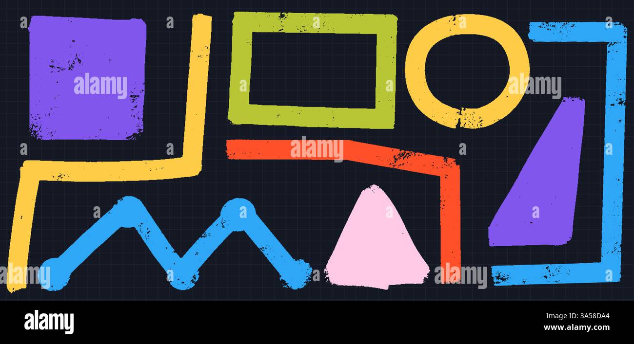 Grunge Ink Lines and Shapes Set. Hand Drawn Graffiti Style Circles ...