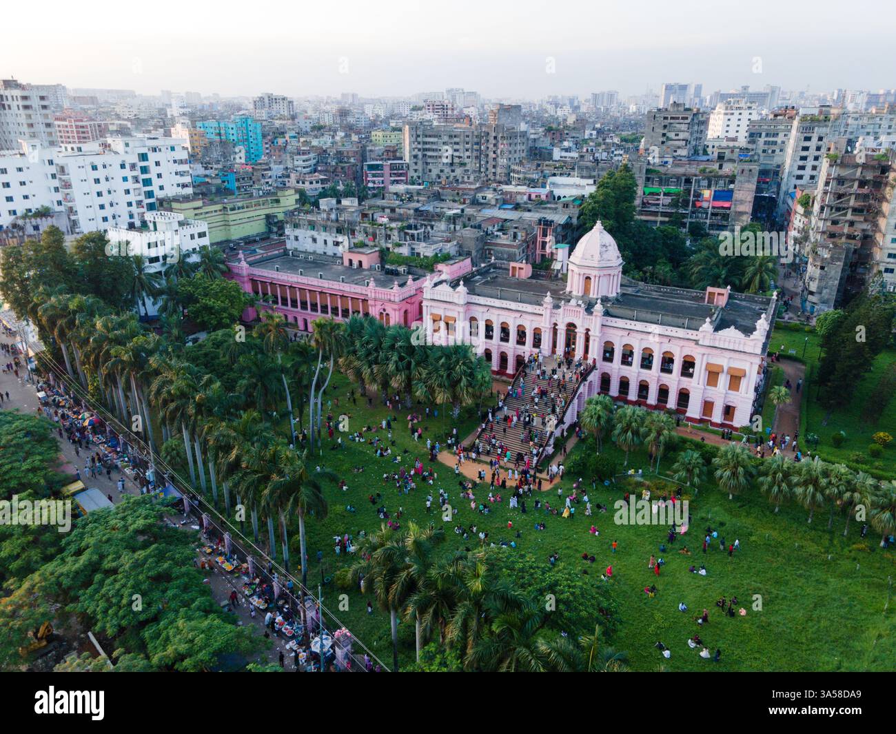 Aerial view of Ahsan Manzil Museum, also known as the Pink Palace ...