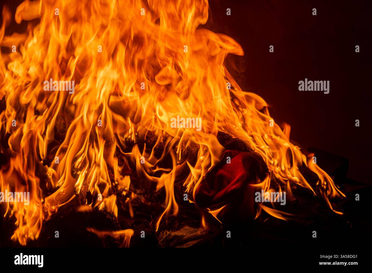 Texture of fire on black background. Abstract fire flame background ...