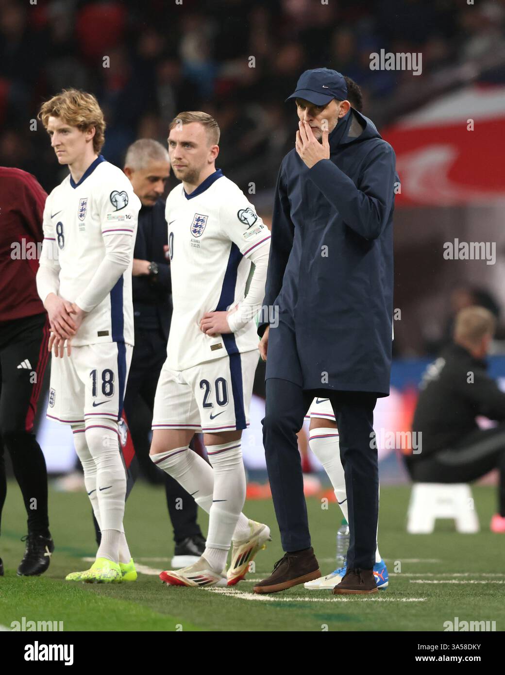 Thomas Tuchel (England head coach) prepares to bring on Anthony Gordon ...